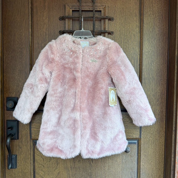 Disney | Jackets & Coats | Disney Princess Pink Faux Fur Coat Toddler ...